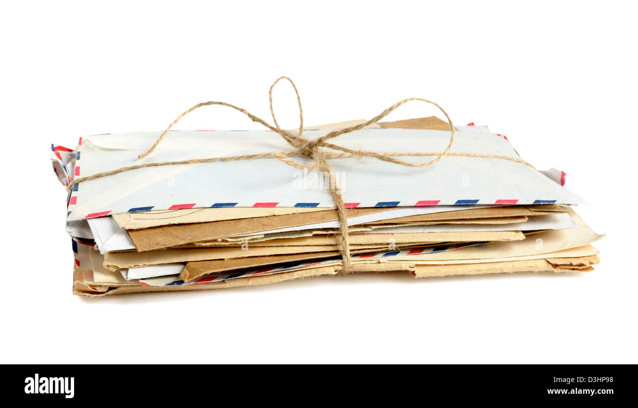 Pile of old envelopes isolated on white background Stock Photo - Alamy