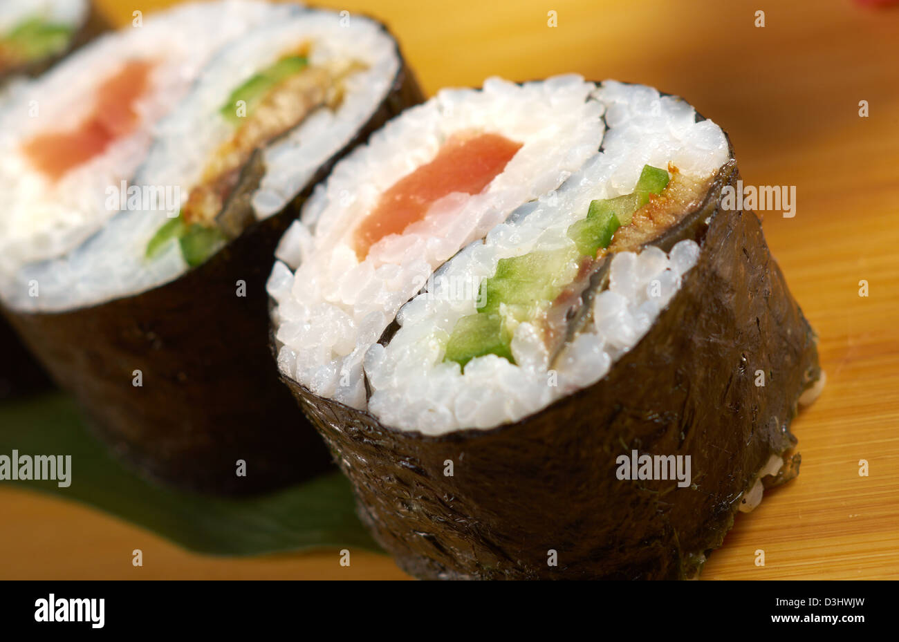 Japanese sushi traditional japanese food.Roll made of Smoked fish Stock ...