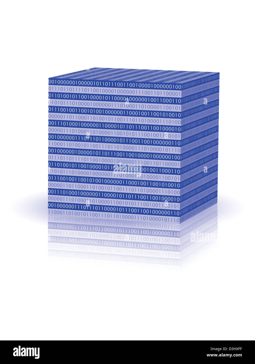 blue cube with binary code illustration Stock Photo - Alamy