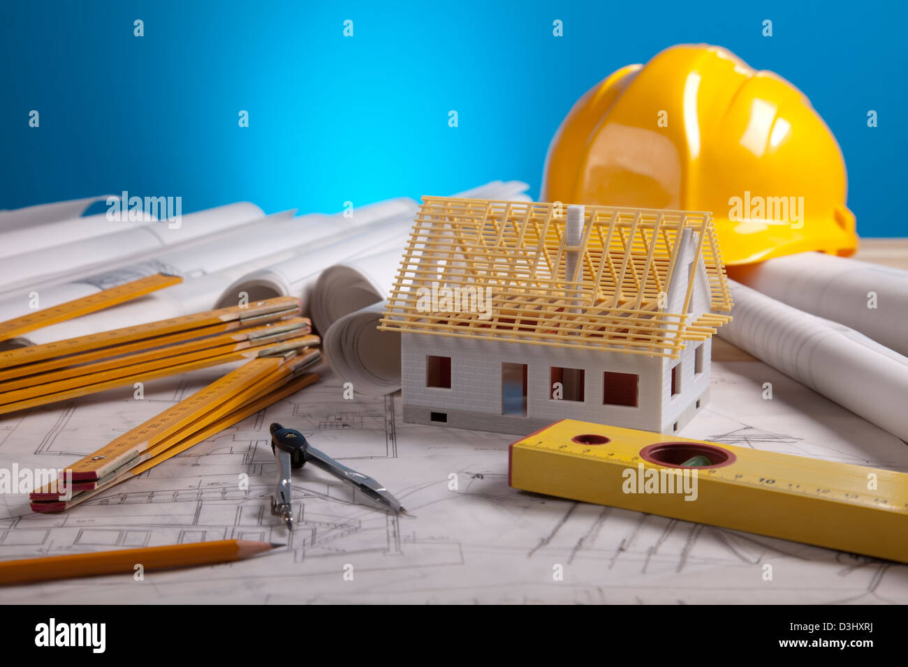 Architecture plan & Tools Stock Photo - Alamy