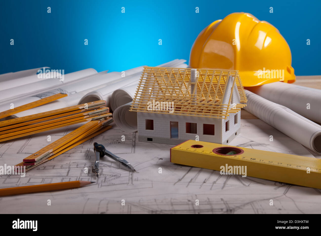 Architecture plan & Tools Stock Photo - Alamy