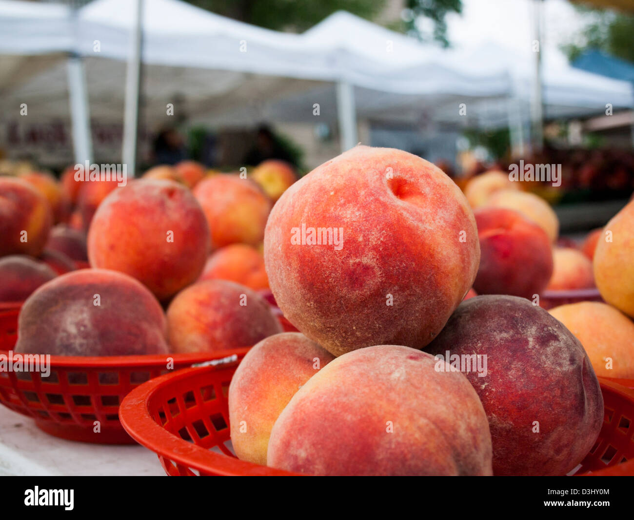 Orange peaches at the local farmer's market Stock Photo - Alamy