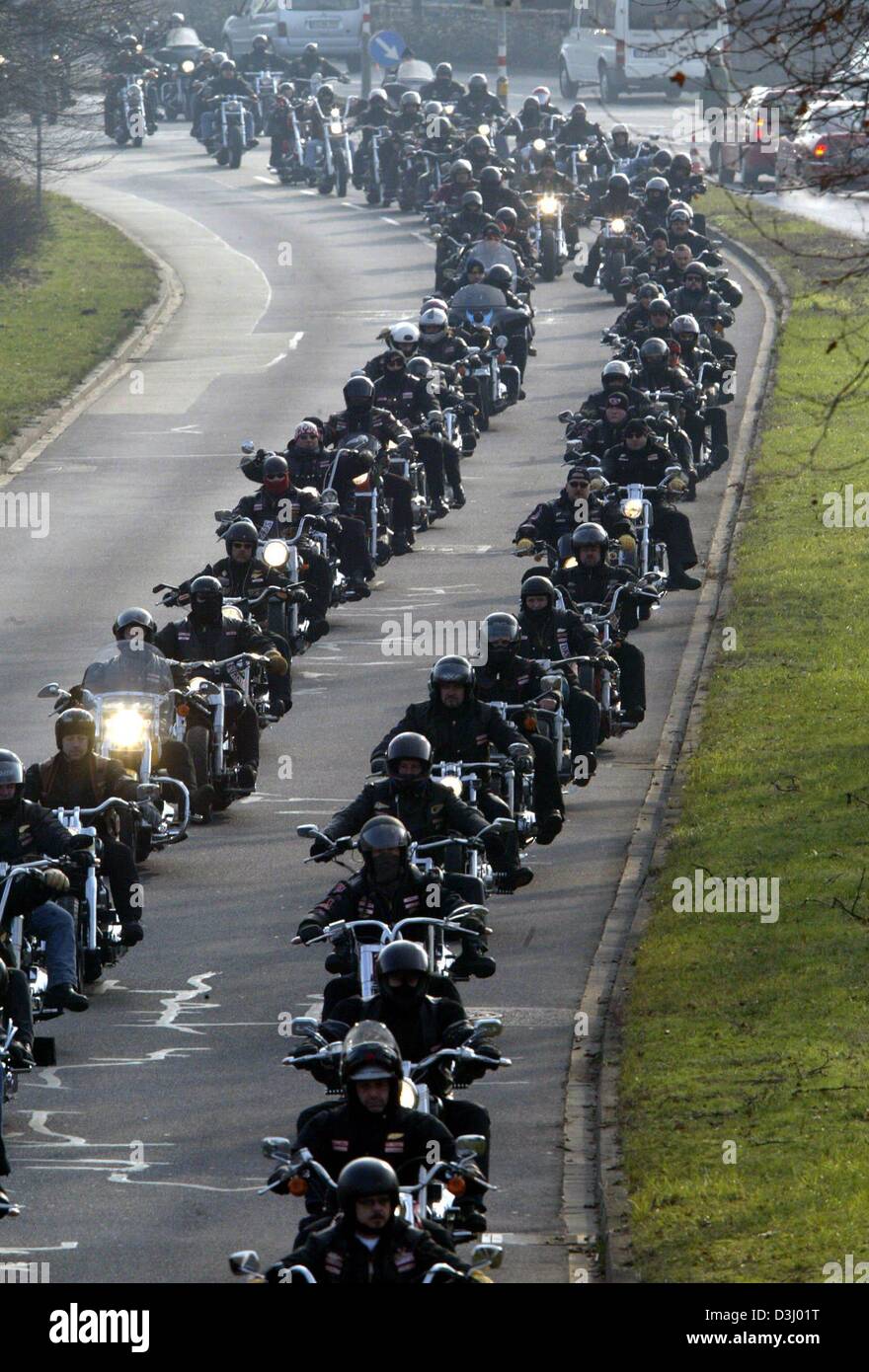 Dpa Members Of The Hells Angels Motorcycle Club Drive In A Column Along A Road During A