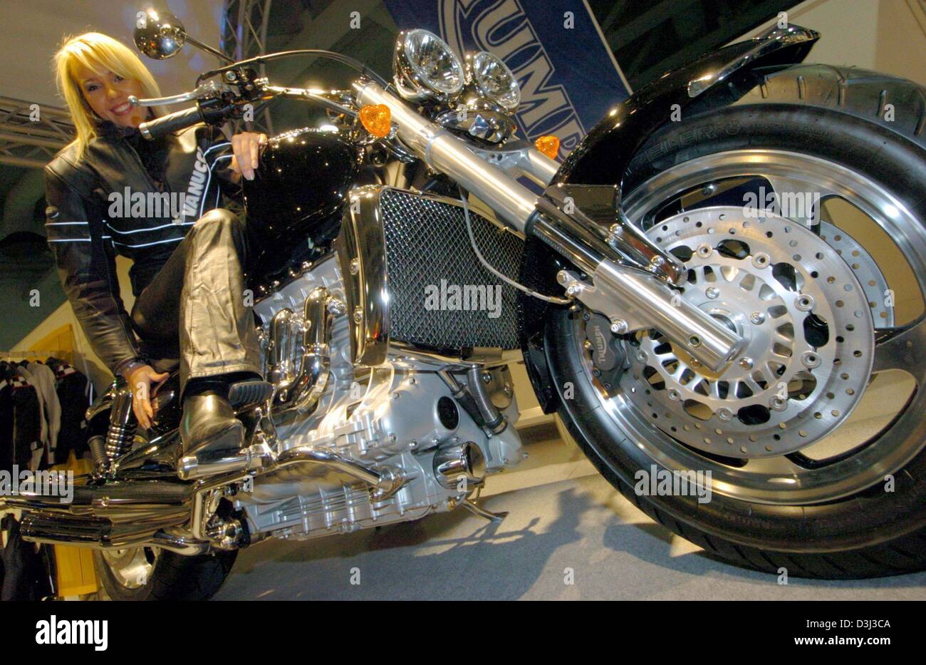 (dpa) - Jessica presents a Triumph Rocket 3 motorcycle at the 12th ...