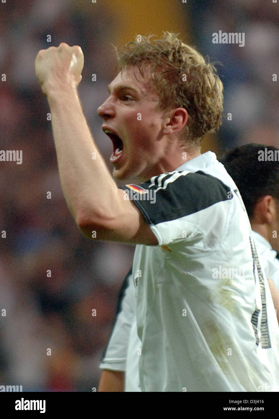 (dpa) - German soccer player Per Mertesacker celebrates a goal of his ...