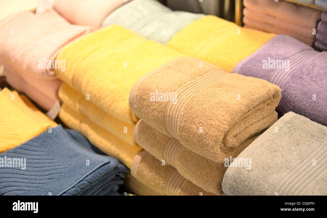 colorful towels in the shop Stock Photo - Alamy