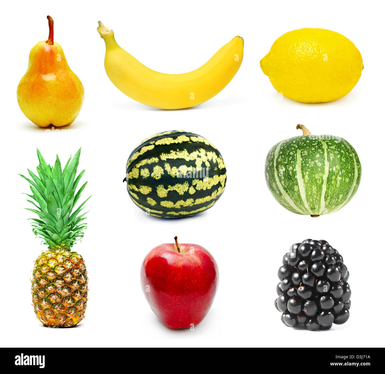 Ripe fruits set isolated on white background Stock Photo - Alamy