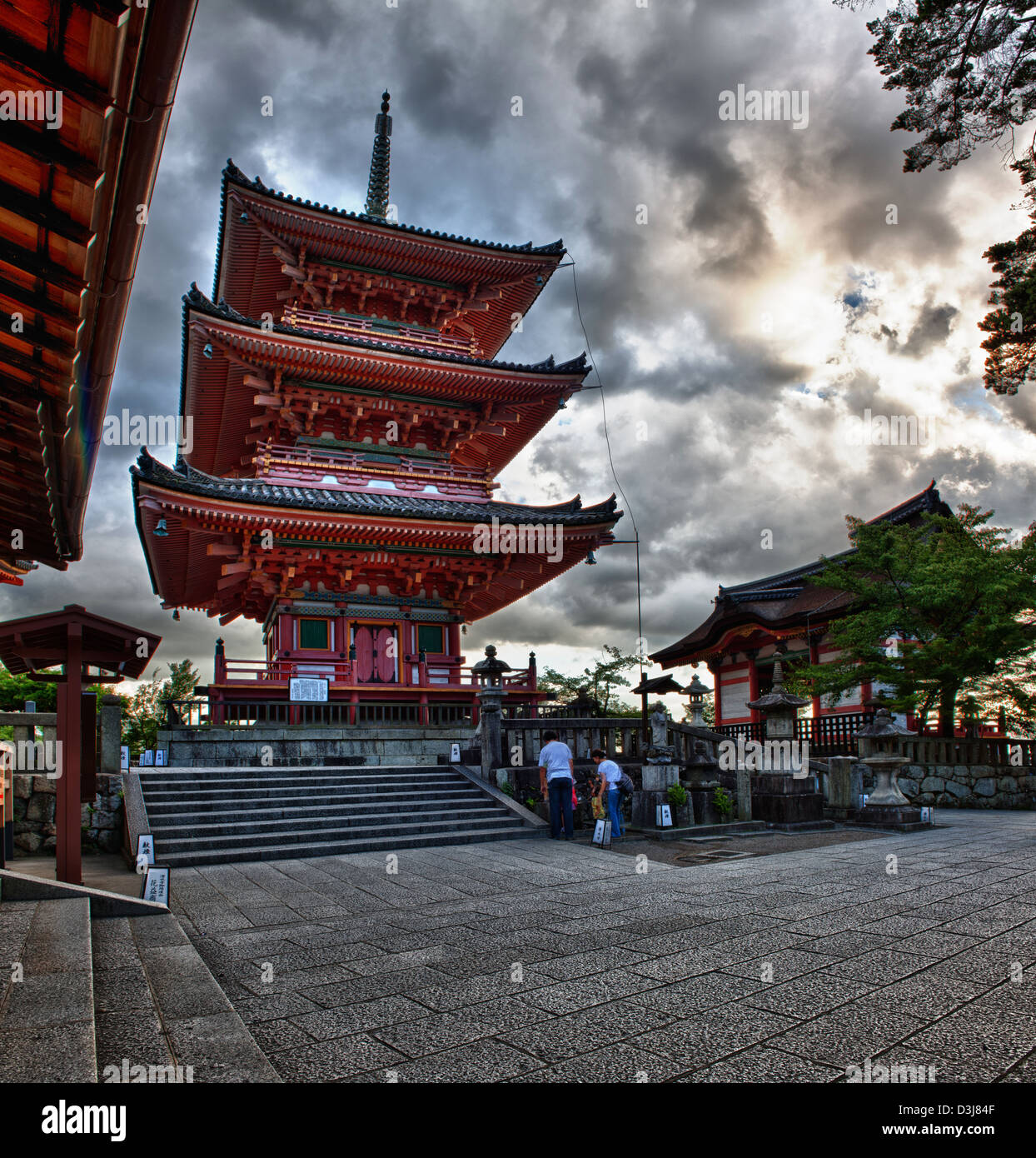 Three-story pagoda at famous Buddhism Kiyomizu-dera temple after the ...