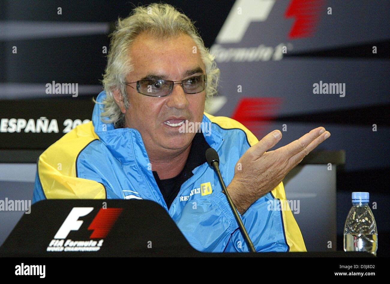 (dpa) - Flavio Briatore, team leader of Renault, gestures as he speaks ...