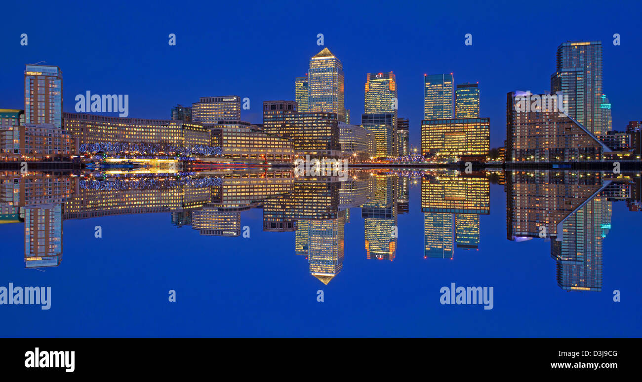 London City Skyline Reflection At Night Stock Photo - Alamy