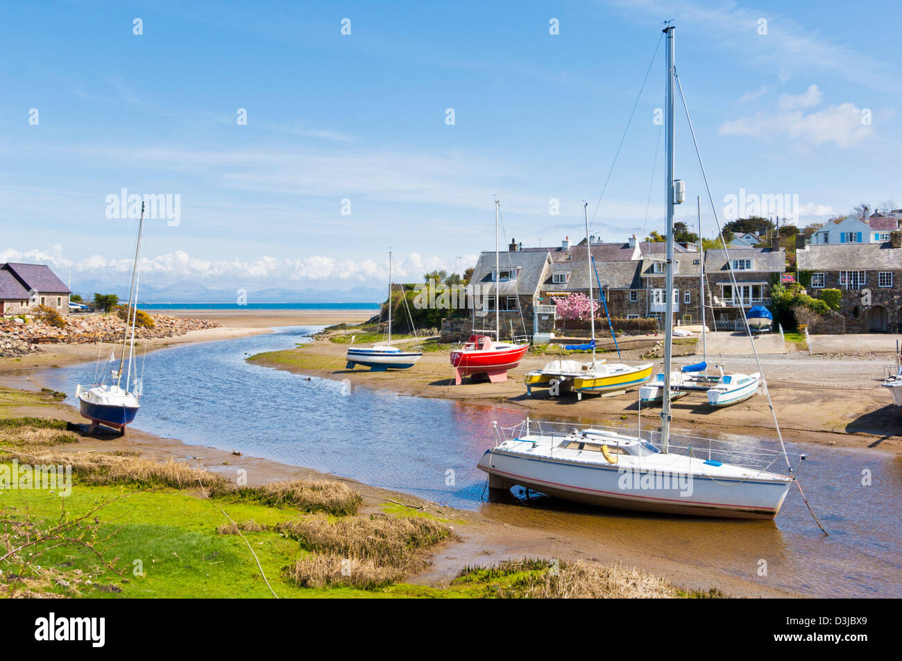 Yachts moored on River Soch estuary the Warren Abersoch St Tudwals road ...