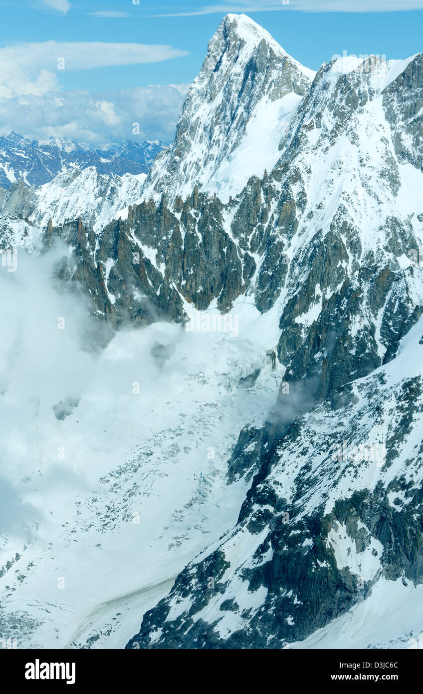 Mont Blanc mountain massif summer landscape(view from Aiguille du Midi Mount, France Stock Photo ...