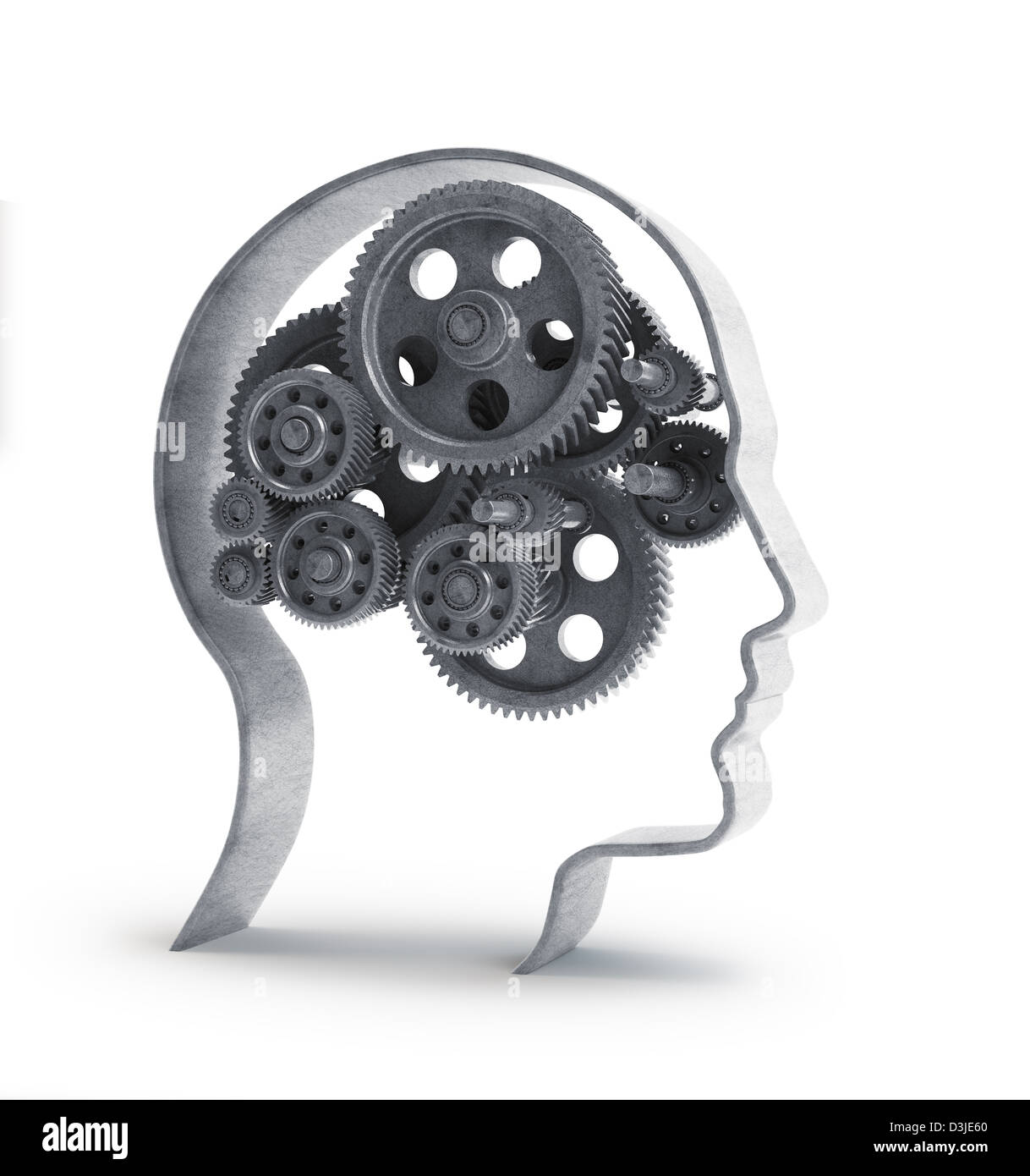 Cog wheels and gear inside a head shape -psychology and creativity ...