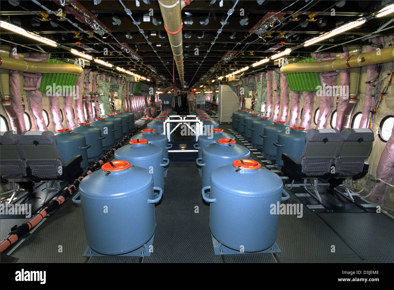 (dpa) - The prototype of the Airbus A380 is filled with water tanks to ...