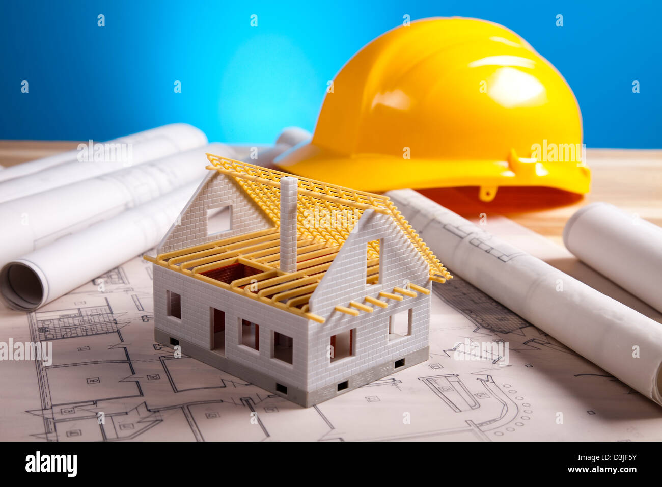 Architecture plan & Tools Stock Photo - Alamy