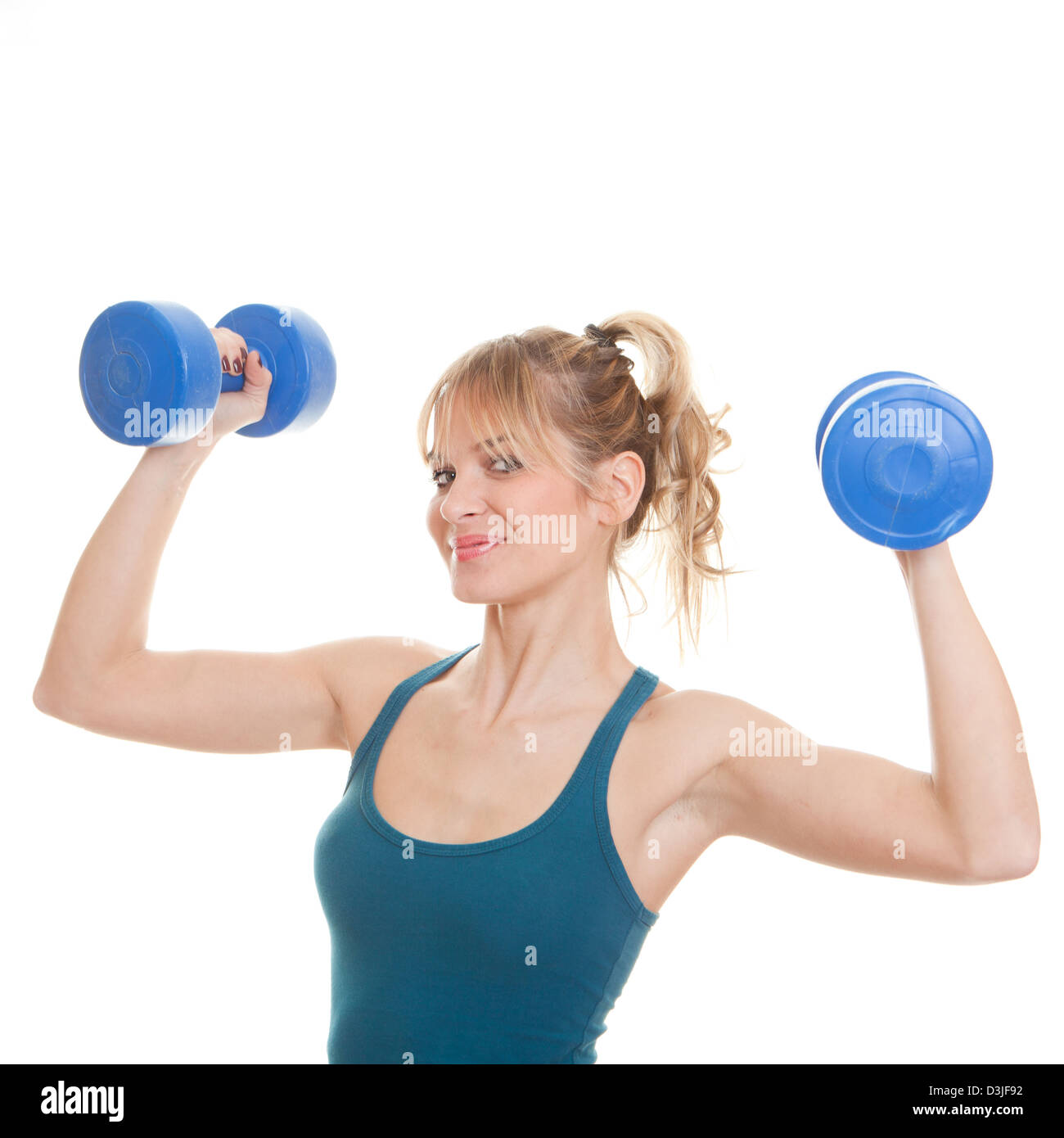 healthy woman working out with weights Stock Photo - Alamy