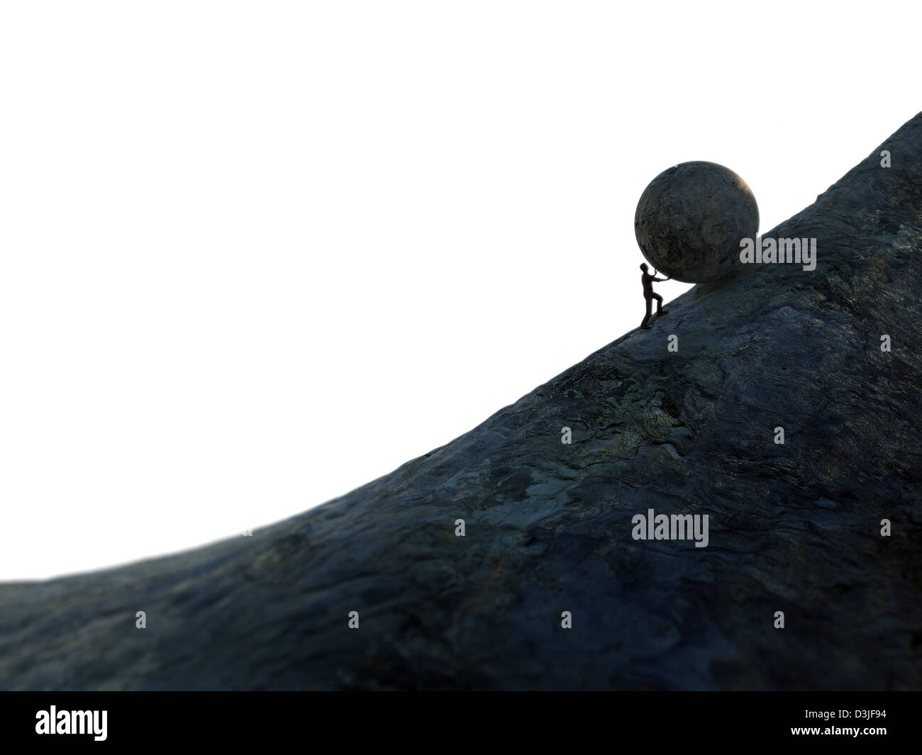 Man Pushing Rock Up Hill