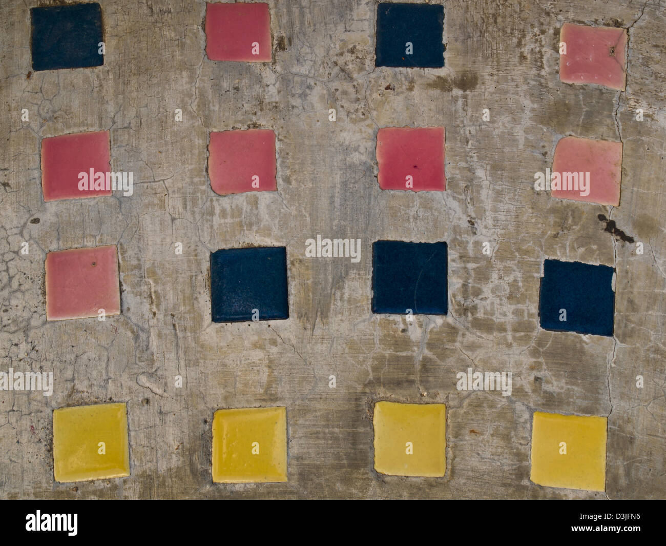colorful ceramic tiles on polished cement as background Stock Photo - Alamy