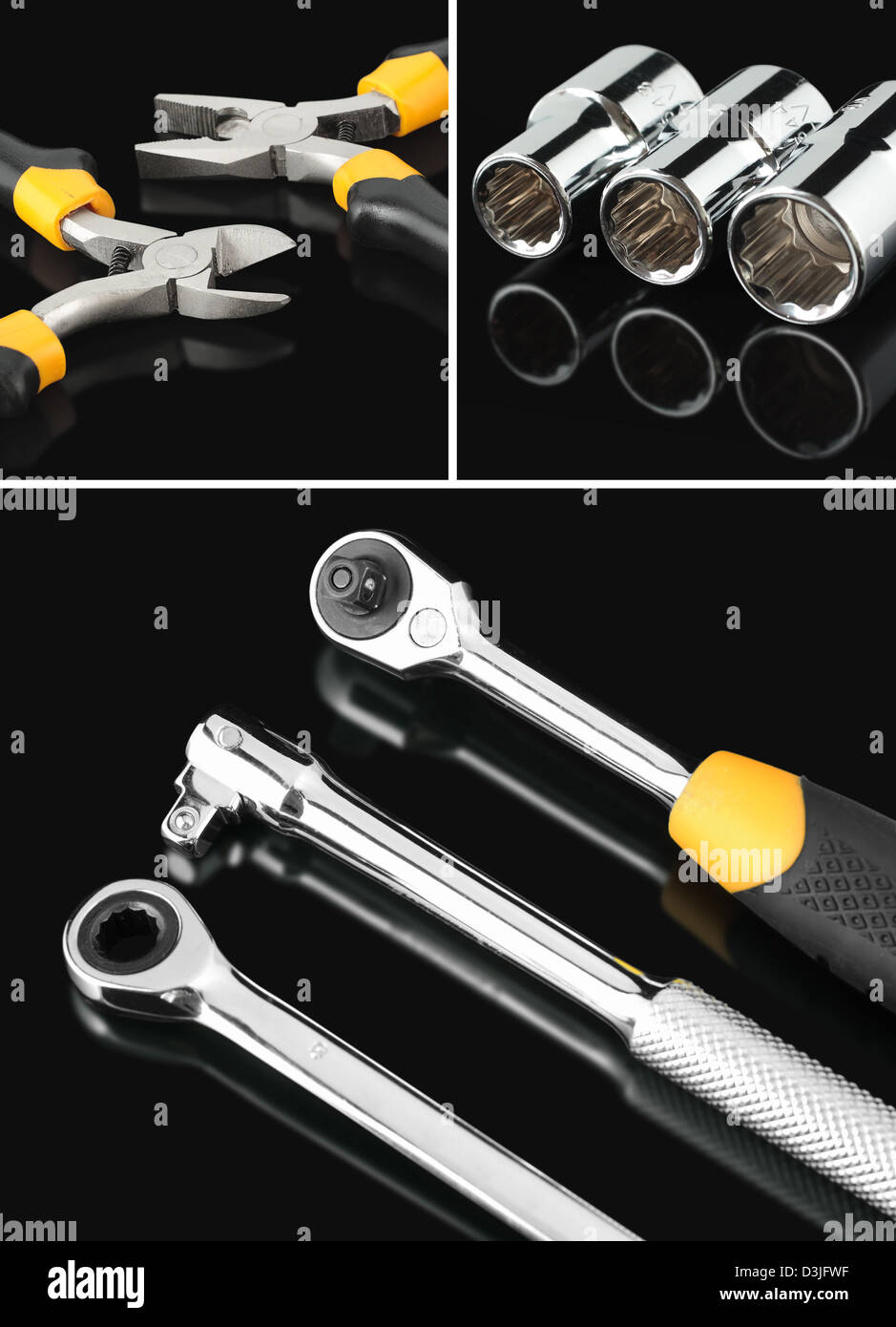 Collage of three tools pictures Stock Photo - Alamy