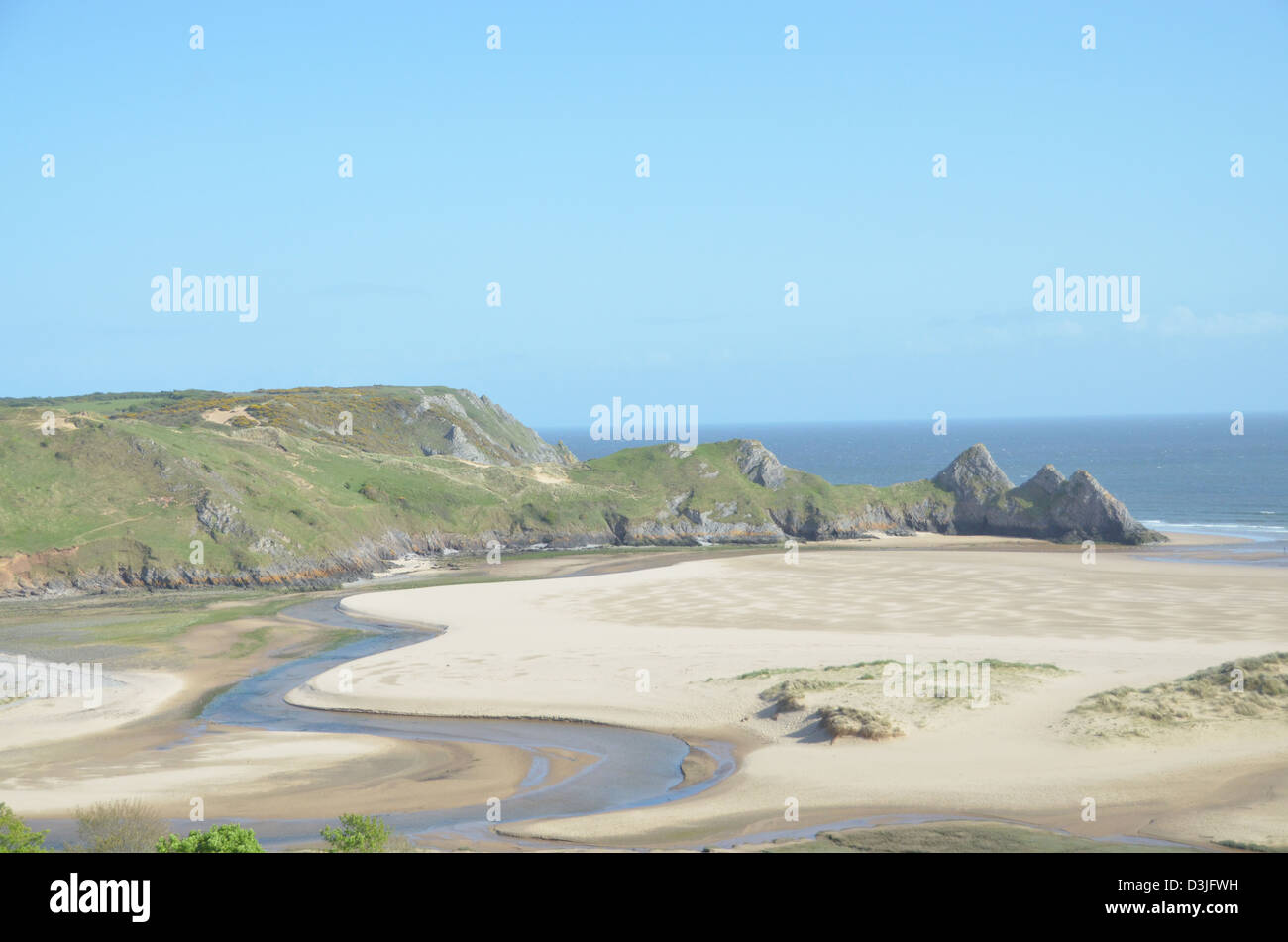 Three Cliffs is one most picturesque beaches in the Gower Stock Photo ...