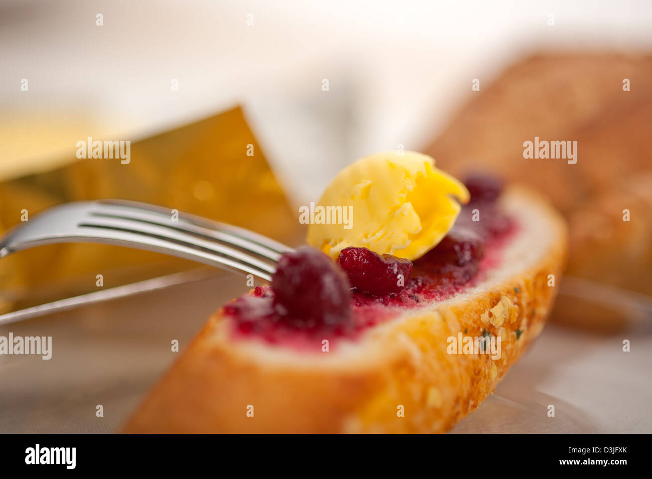 bread butter and jam classic European breakfast Stock Photo - Alamy