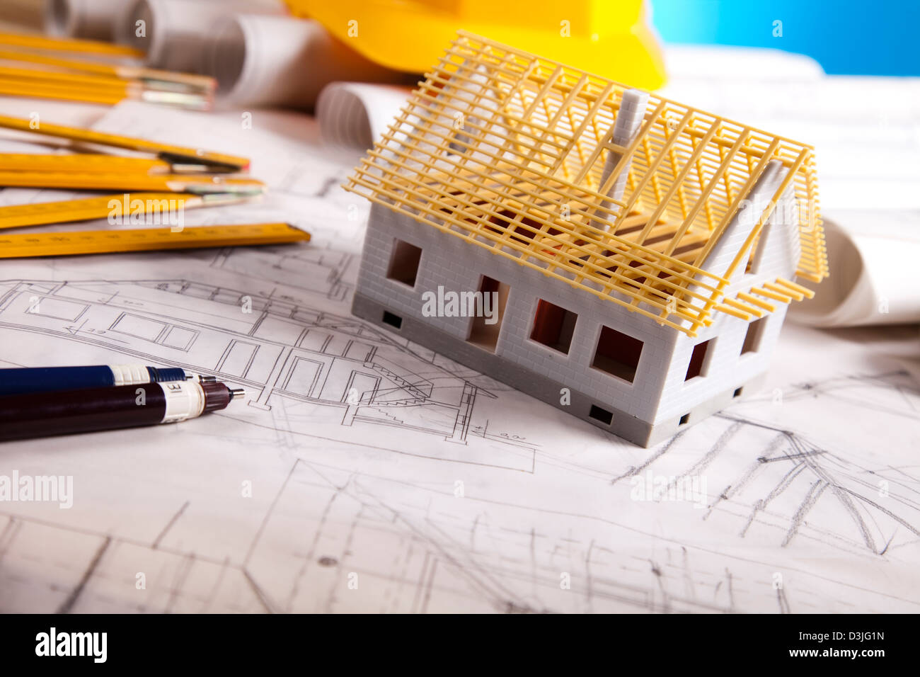 Architecture plans and home project Stock Photo - Alamy
