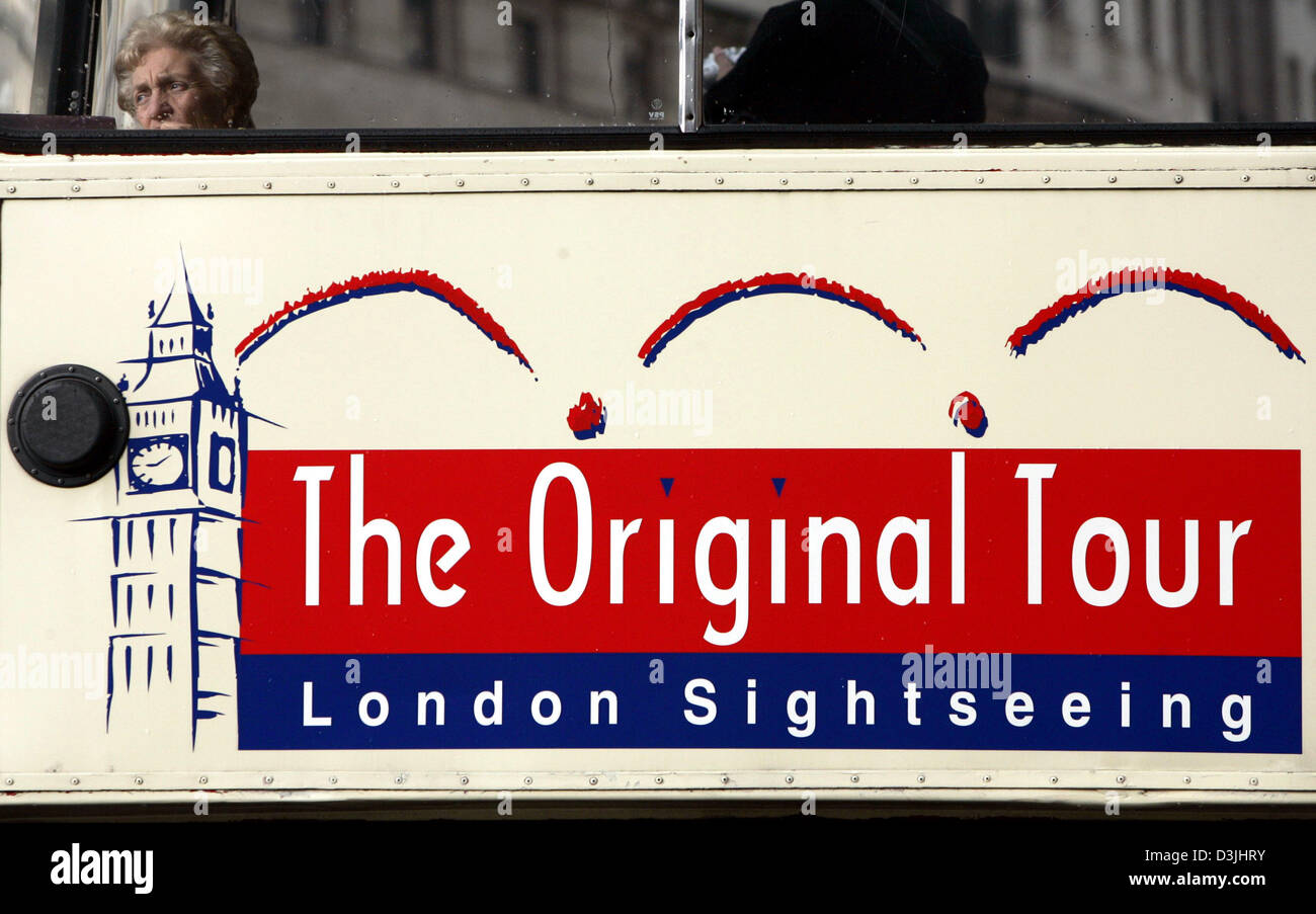 A sign on a typical London double-decker bus reads 'The Original Tour ...