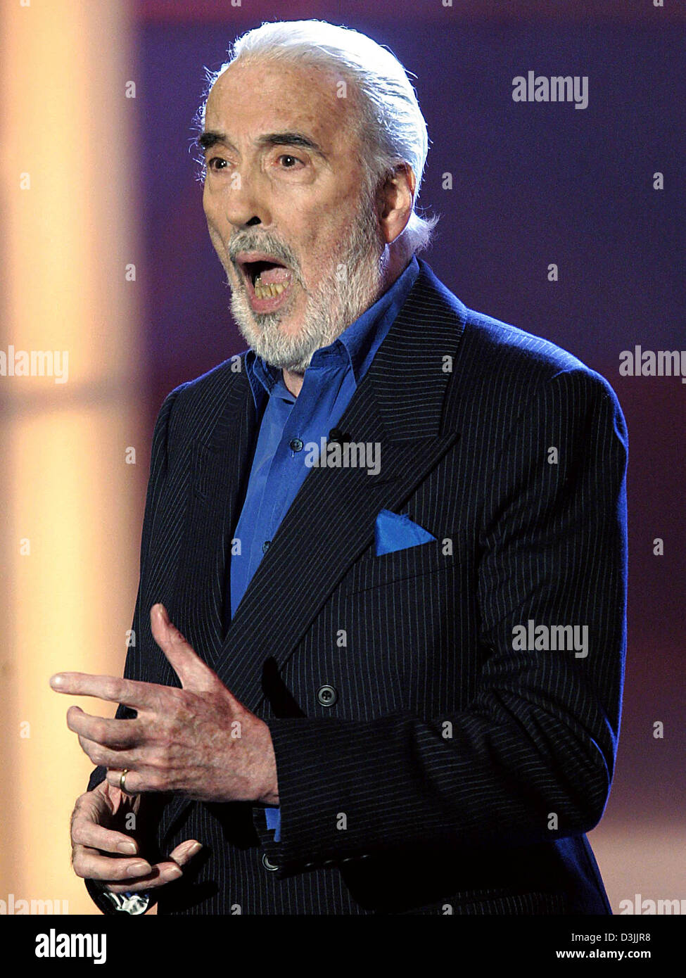 (dpa) - British actor Christopher Lee performs a song during the ZDF ...