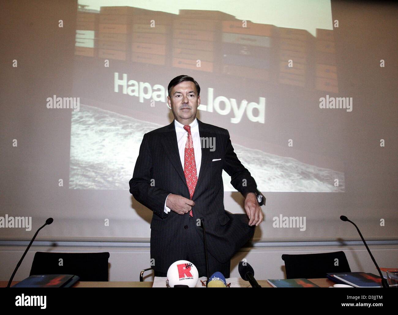 (dpa) - Michael Behrendt, Chairman of Hapag-Lloyd AG, poses in front of ...