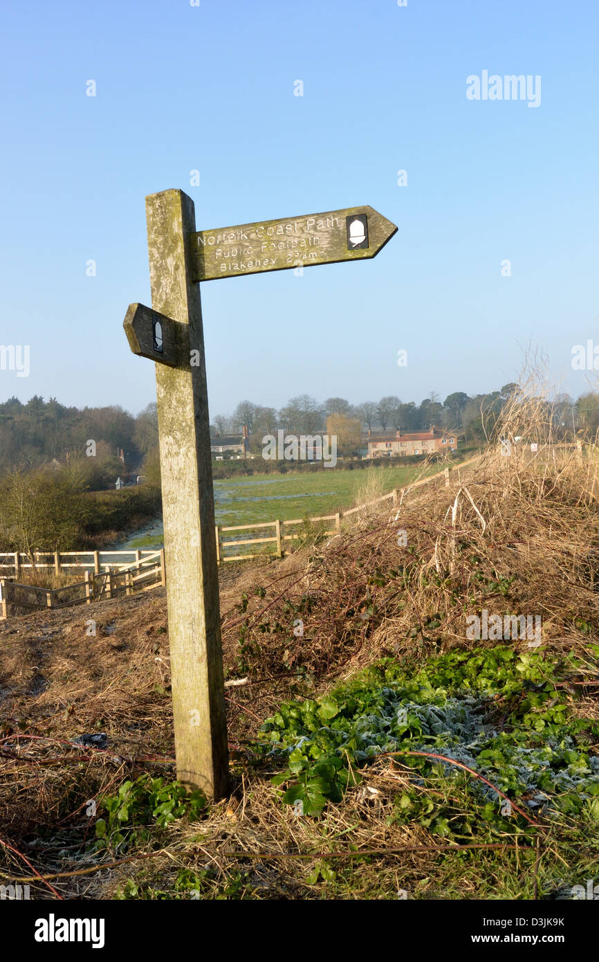 Norfolk Coast Path National Trail sign post at Cley next the Sea ...
