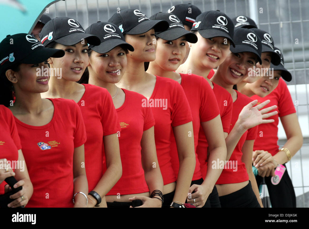 (dpa) - Some Grid Girls line up at the Malaysian Grand Prix circuit in ...