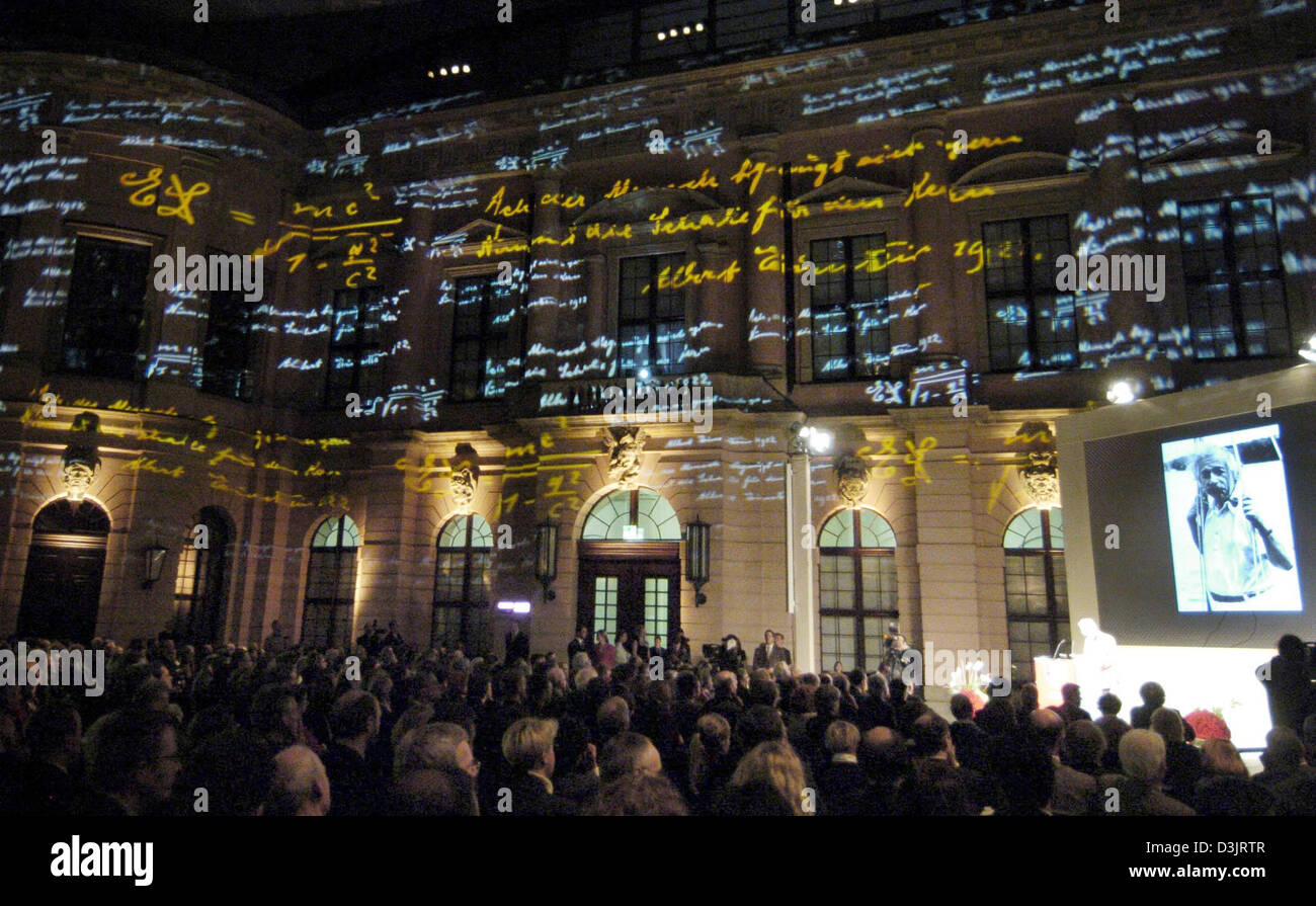 (dpa) - Quotations and formulas of Albert Einstein are being projected ...
