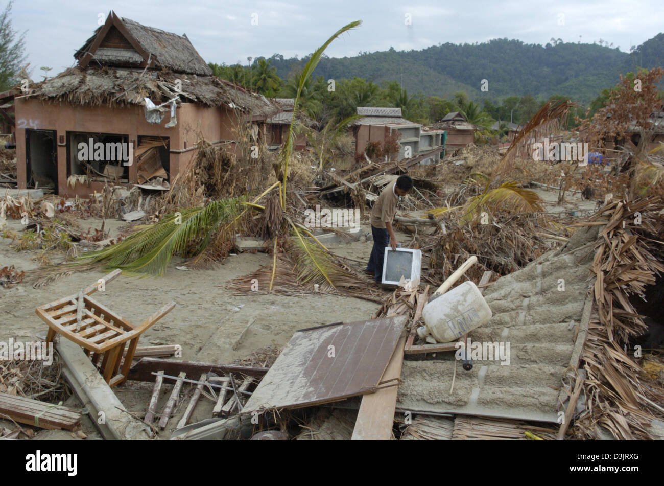 (dpa) - The photos shows a destroyed holiday resort near Khao Lak ...