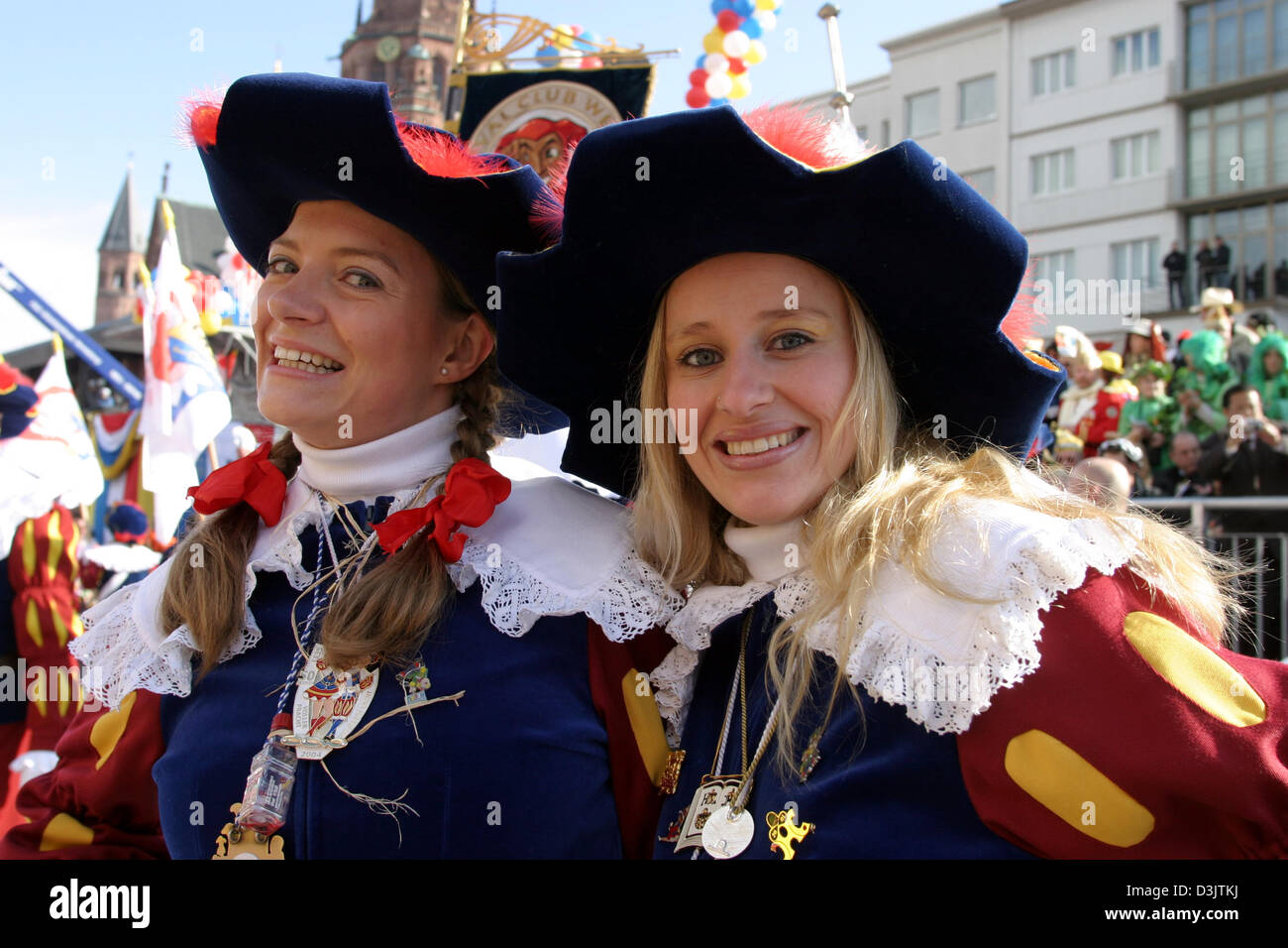 (dpa files) - Two young women in traditional dresses celebrate Monday ...