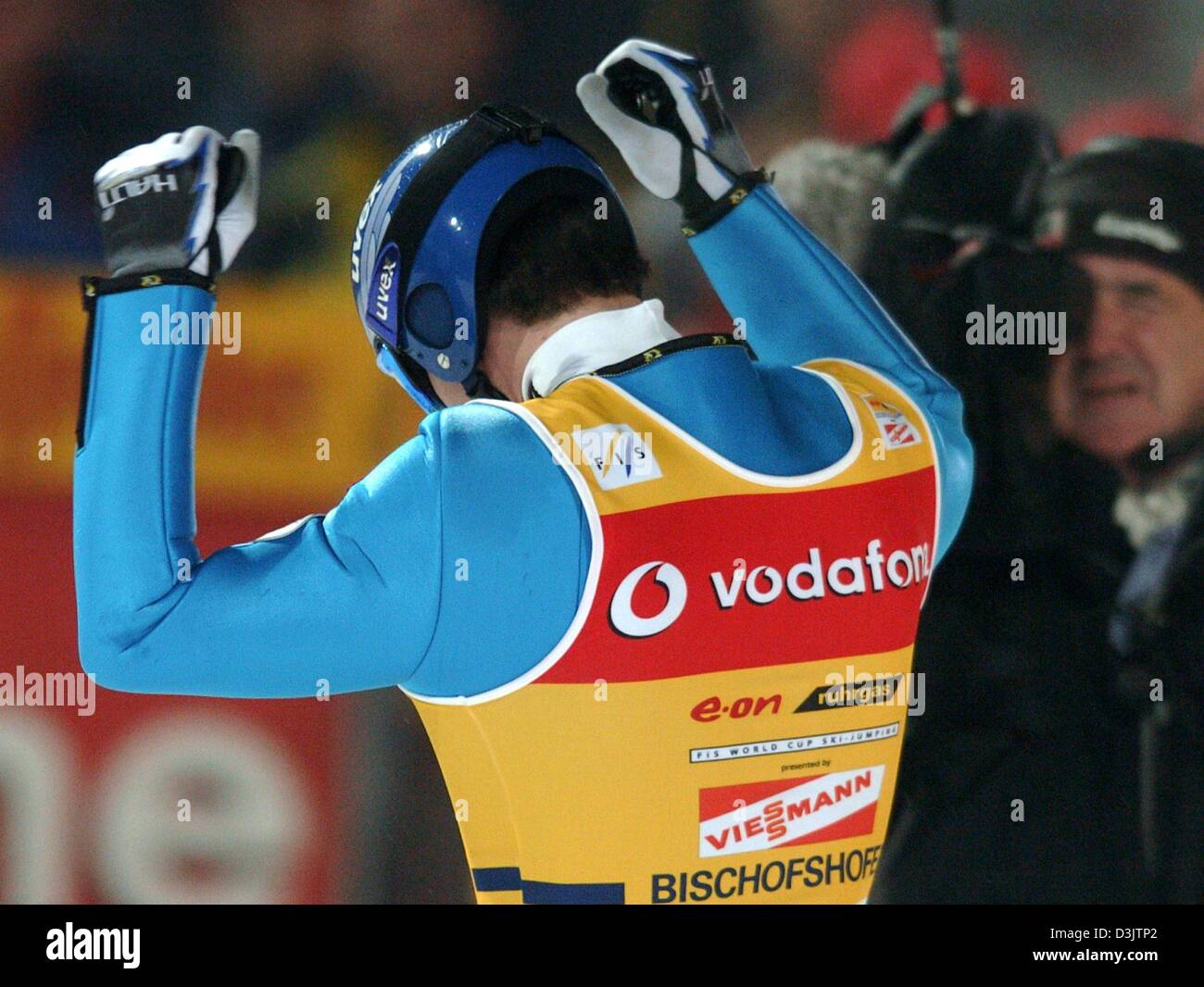 (dpa) - Finnish ski jumper Janne Ahonen pictured after the final jump ...