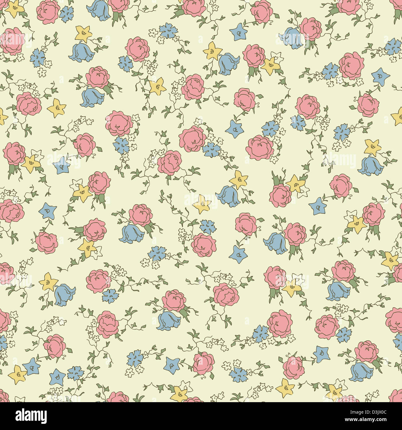 Retro rose seamless in village style Stock Photo - Alamy