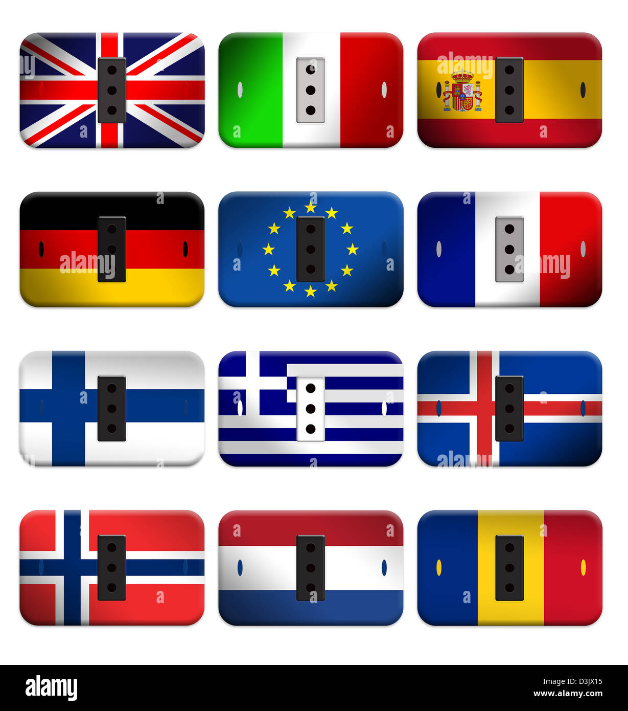 electric plate world flag composition Stock Photo - Alamy