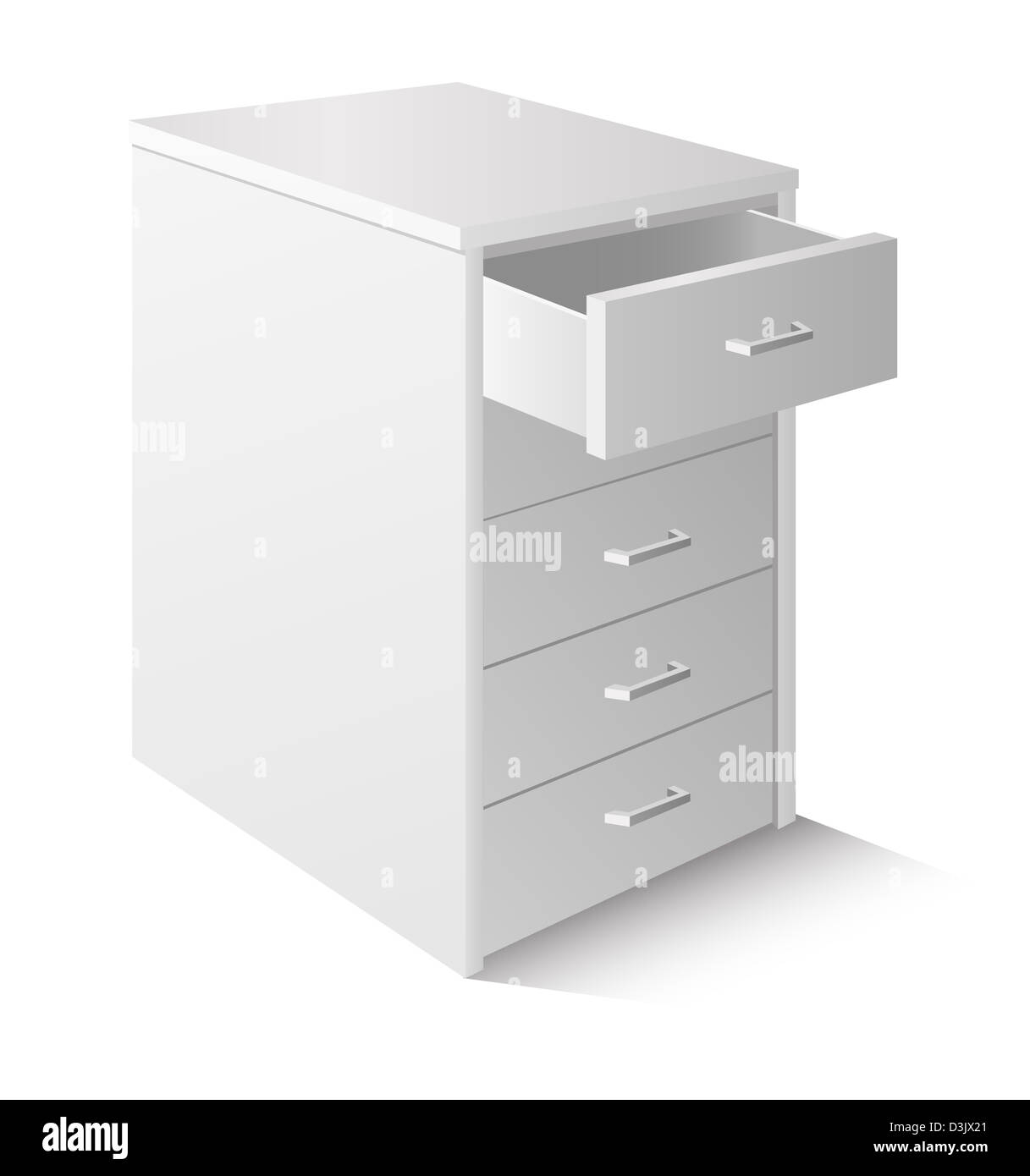 Open drawer cabinet isolated on white Stock Photo - Alamy