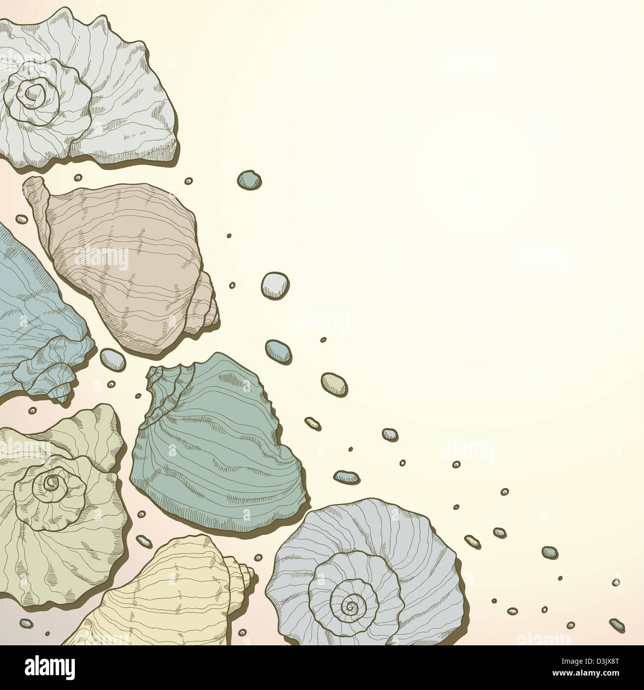 Beach background with seashells. Card Stock Photo - Alamy