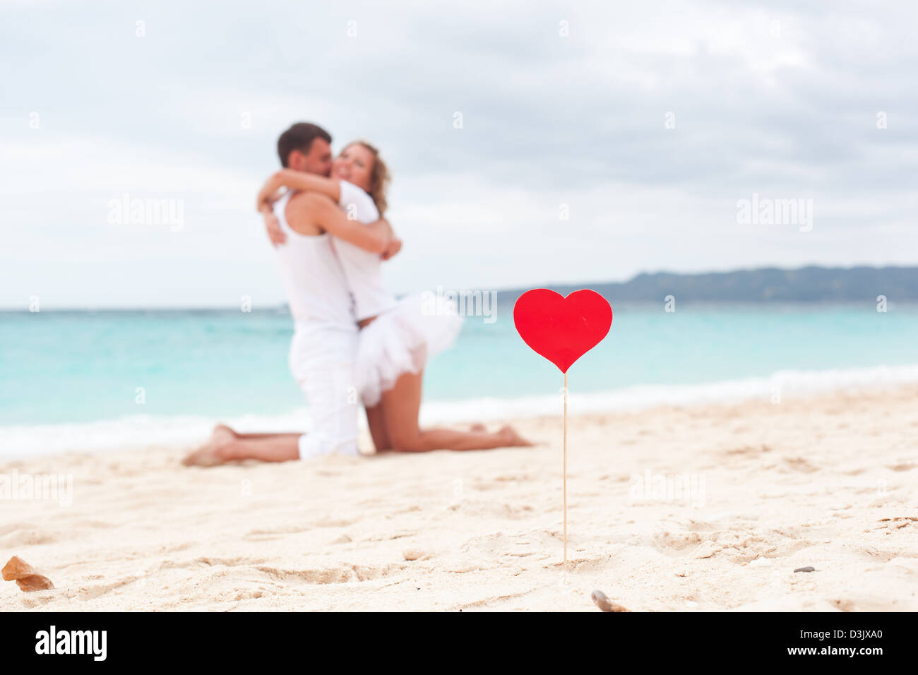 Summer Love on tropical beach, focus on heart Stock Photo - Alamy