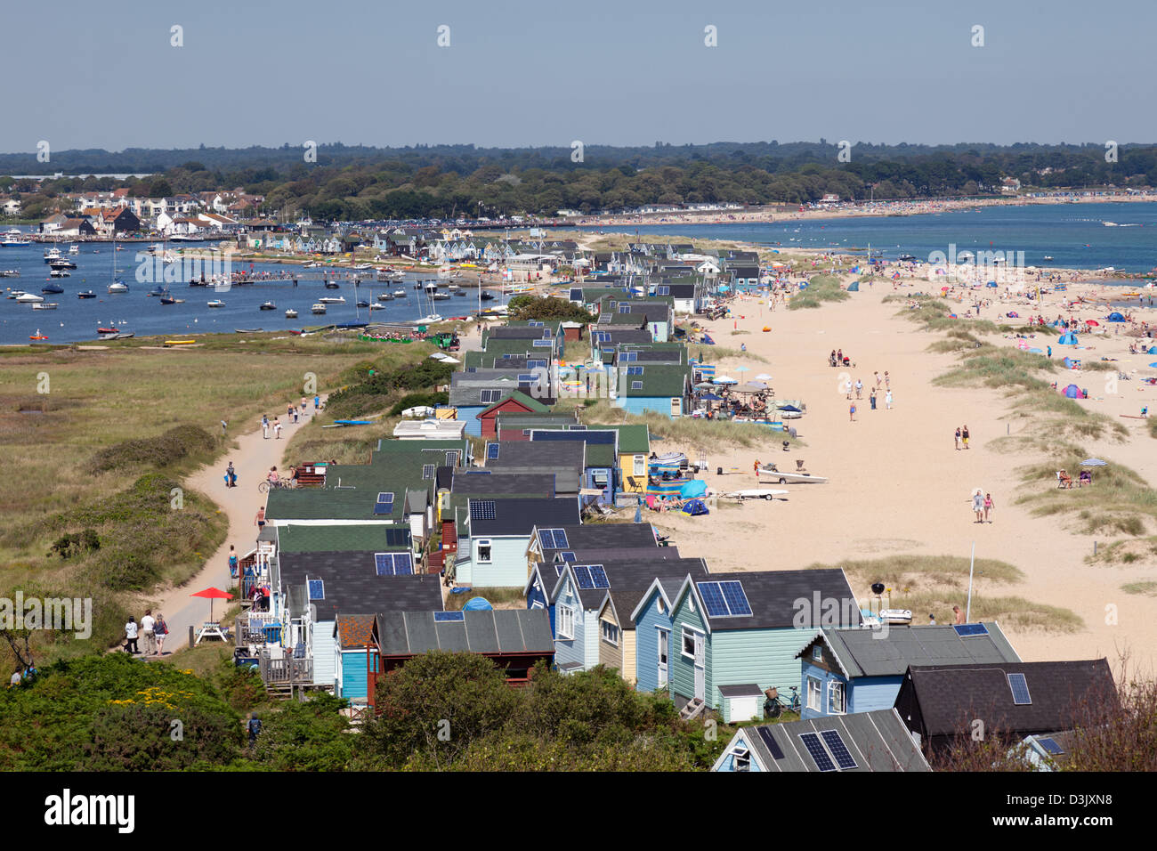 The Mudeford sandspit from Hengistbury Head, with the township on the ...