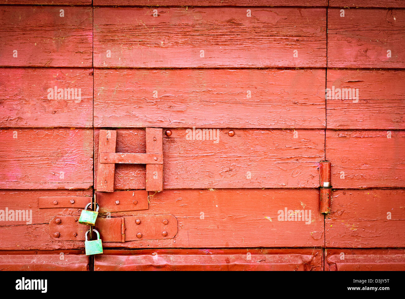 Old grunge red door lock Stock Photo - Alamy