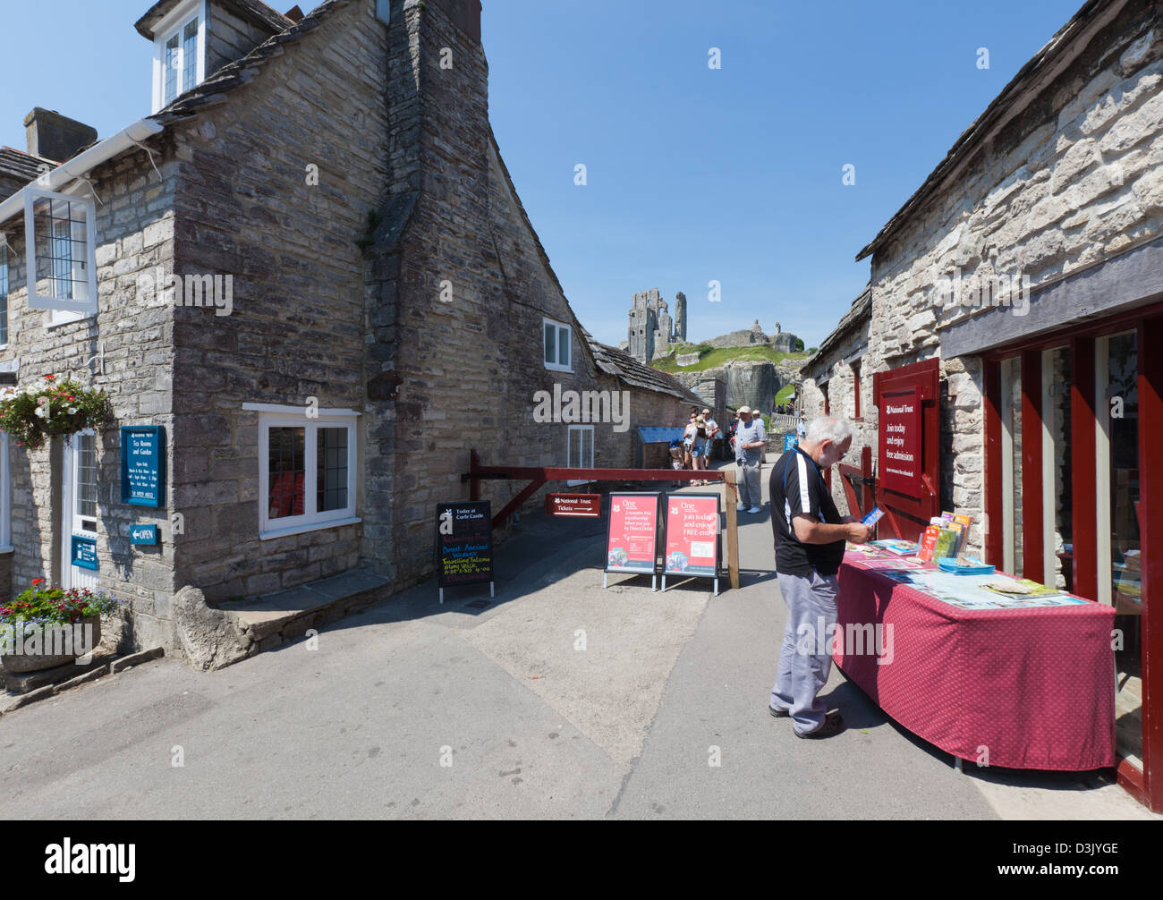 The village of Corfe with its famous castle in the background Stock ...