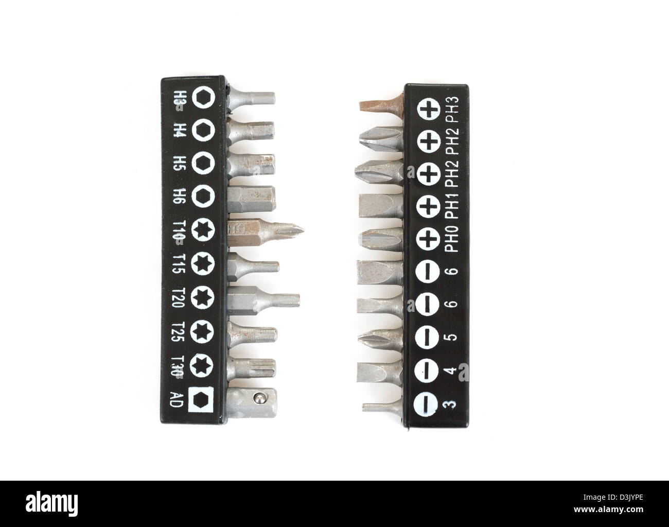 Screwdriver Bit Set isolated on White background Stock Photo - Alamy