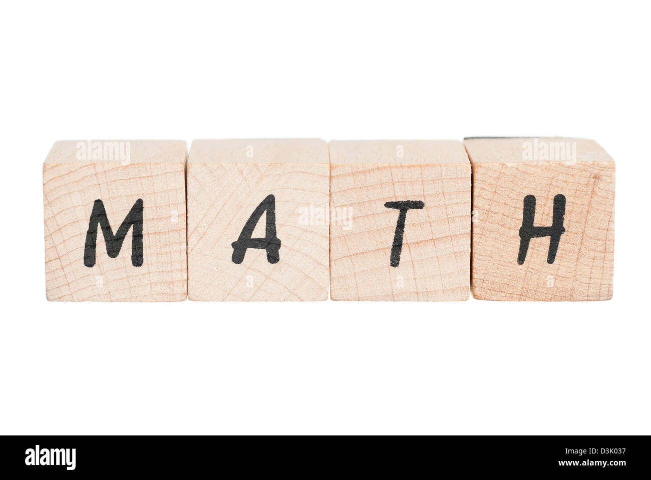 Math written with wooden blocks. White background Stock Photo - Alamy