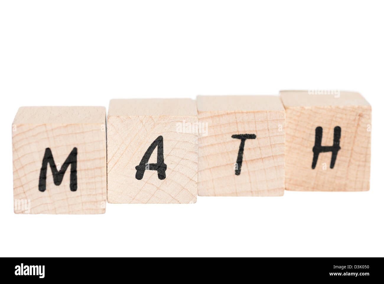 Math written with wooden blocks. White background Stock Photo - Alamy