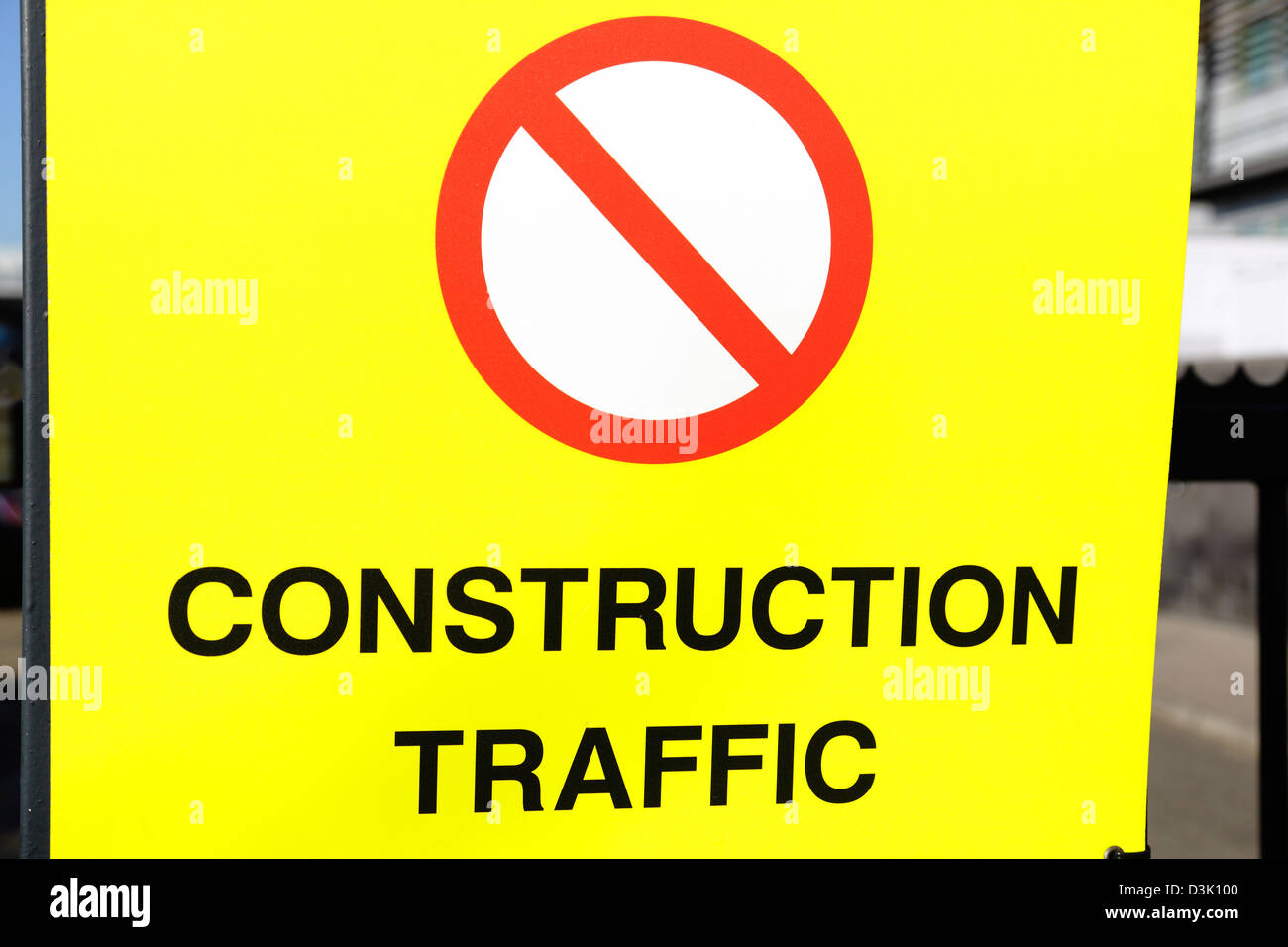A sign informing drivers that construction traffic is prohibited ...