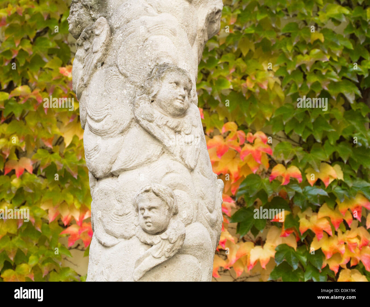 Details of stone column in grounds of Slavkov Castle Czech Republic ...