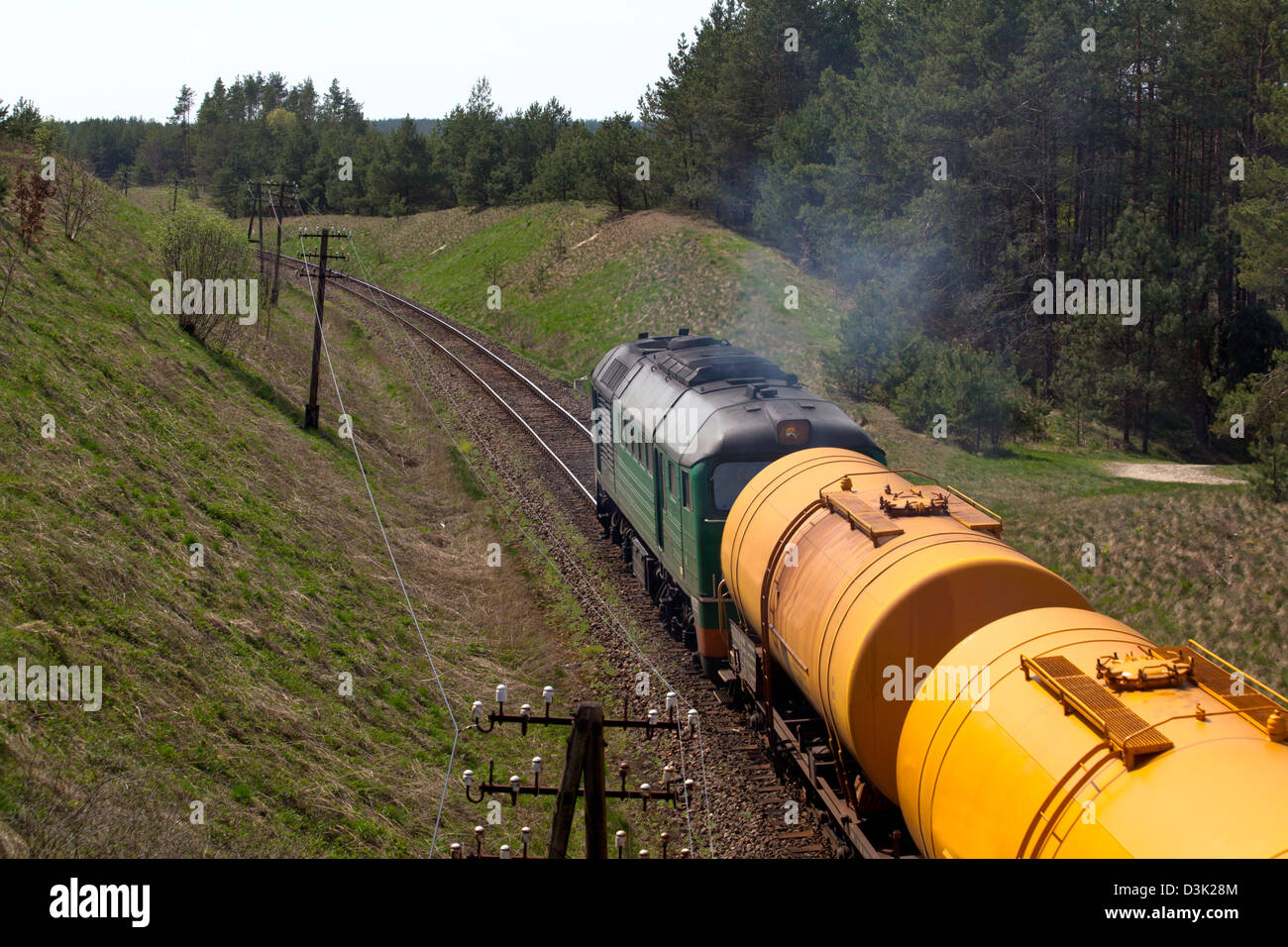 Freight diesel train Stock Photo - Alamy