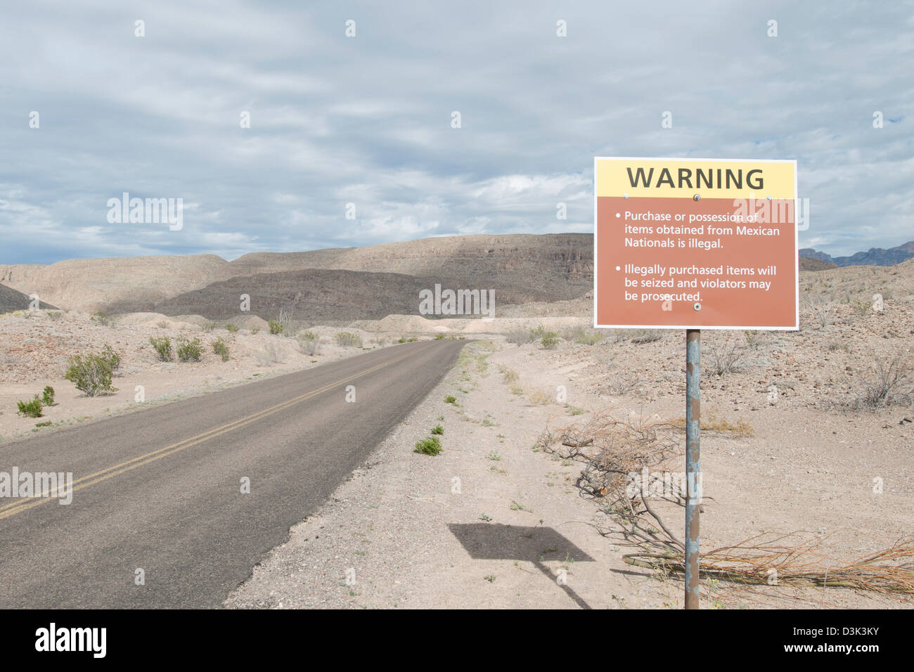 Warning sign, sign, Boquillas Canyon, Big Bend National Park, Texas ...